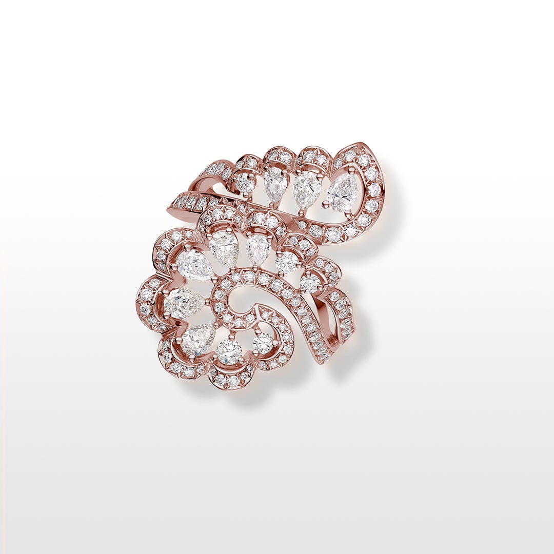Precious Lace collection "Vague" diamond ring in 18ct ethical rose gold (1.32cts). | LANDMARK