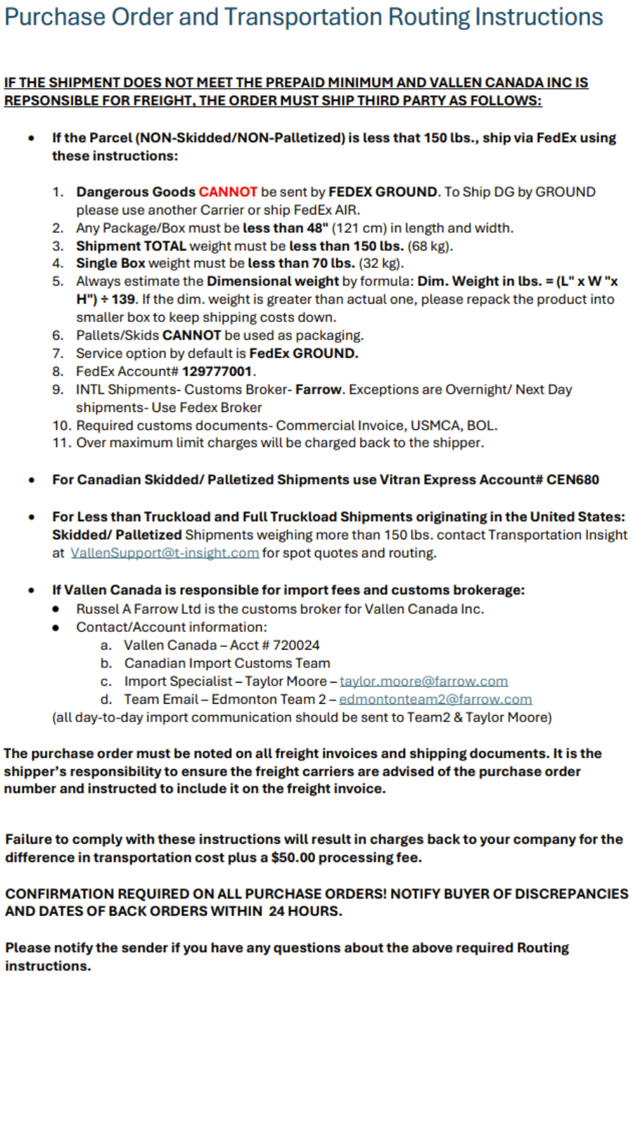 Supplier Routing Guide