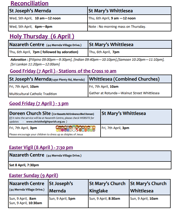 Schedules - Christ the Light