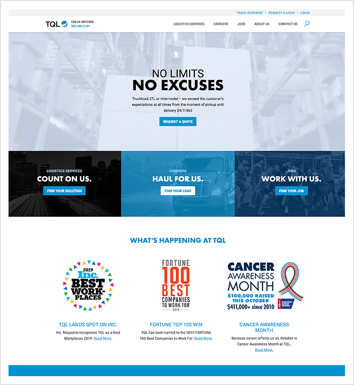 Total Quality Logistics Website - Wakefly, Inc.