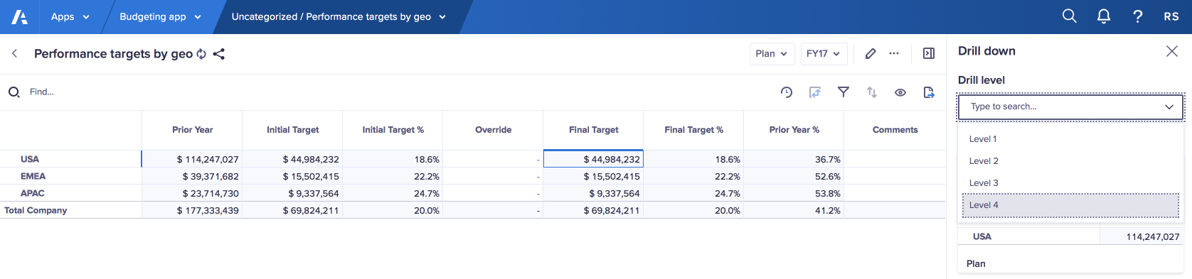 Drill down in a grid | Anapedia
