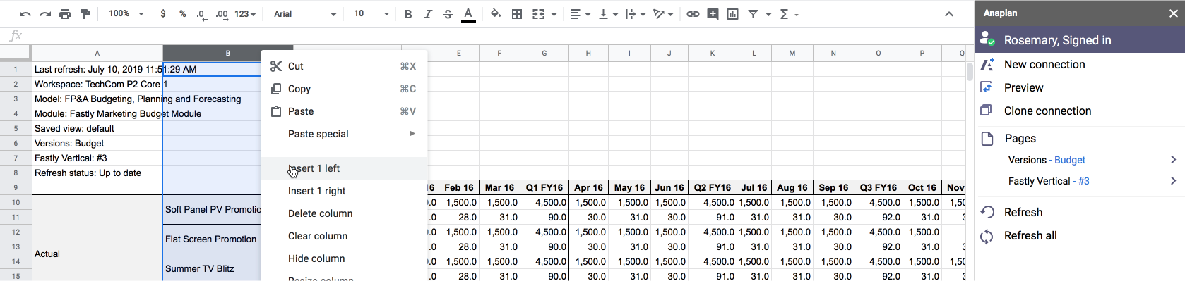 Insert columns and rows in a worksheet - Anaplan Technical Documentation