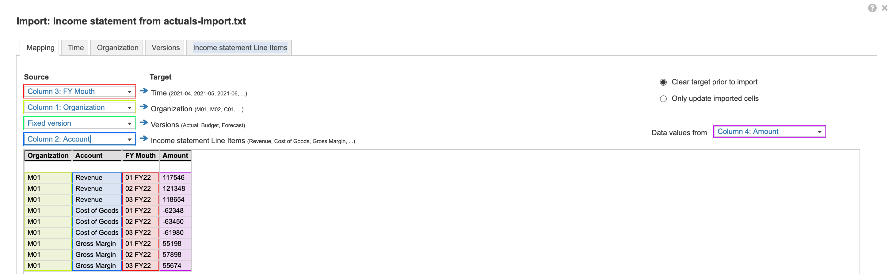 Map columns in an import | Anapedia