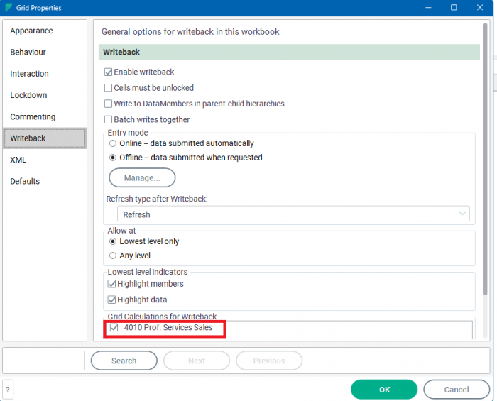 Writeback and grid calculations in Anaplan XL Reporting | Anapedia