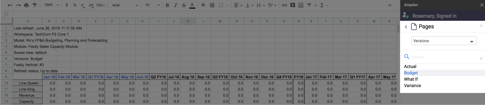 Change page selection - Anaplan Technical Documentation