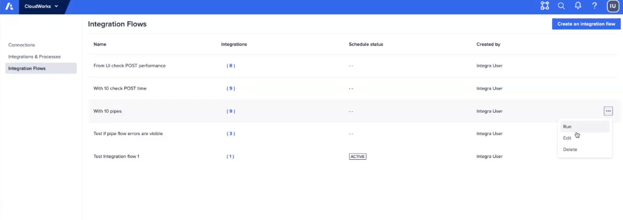 Run an integration flow | Anapedia