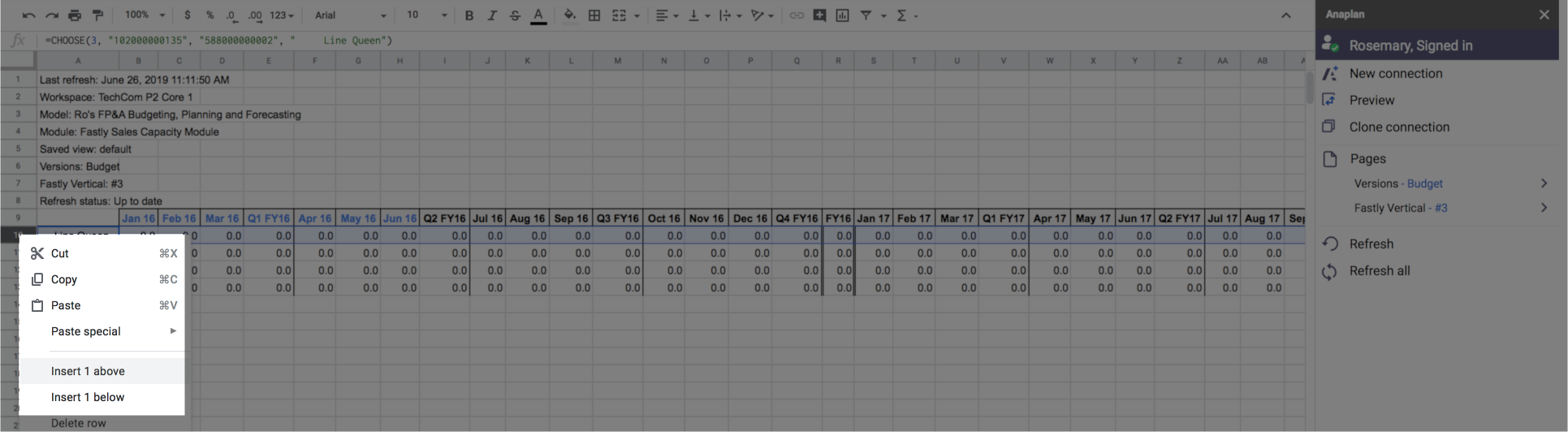 Insert columns and rows in a worksheet - Anaplan Technical Documentation