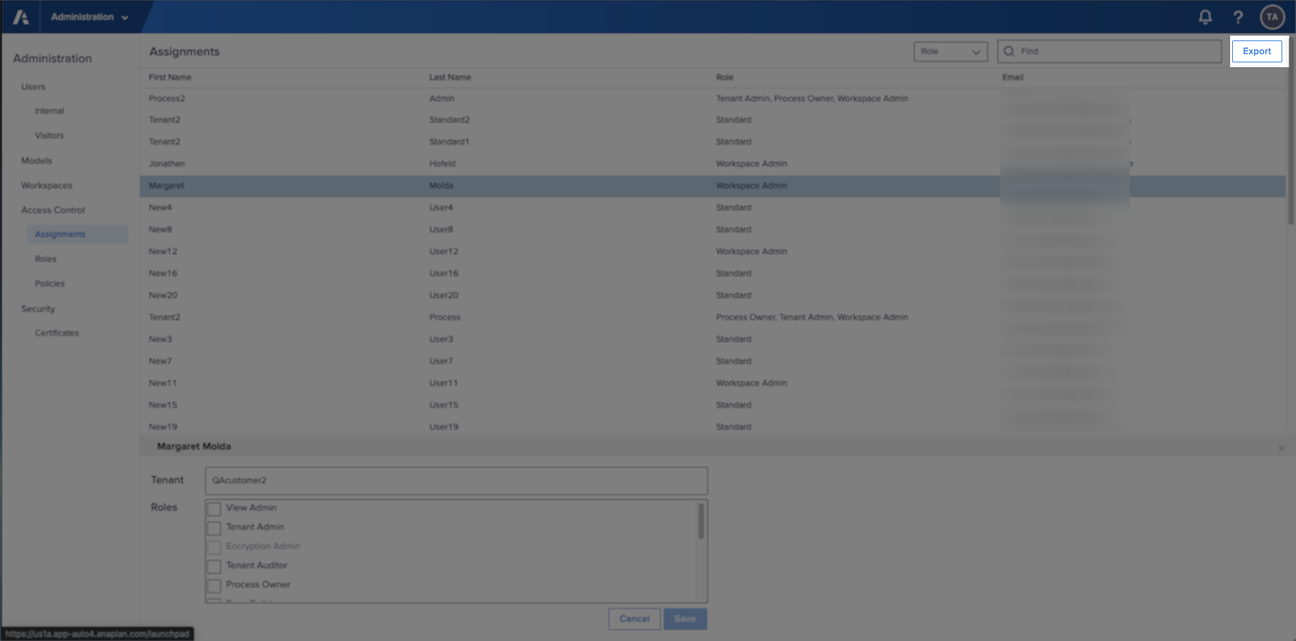 Export a list of assigned roles | Anapedia
