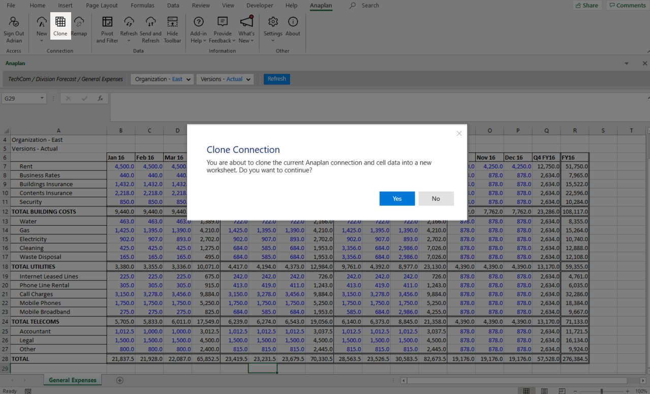 Clone (duplicate your connection) - Anaplan Technical Documentation