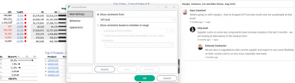 Comment frames in Anaplan XL Reporting | Anapedia