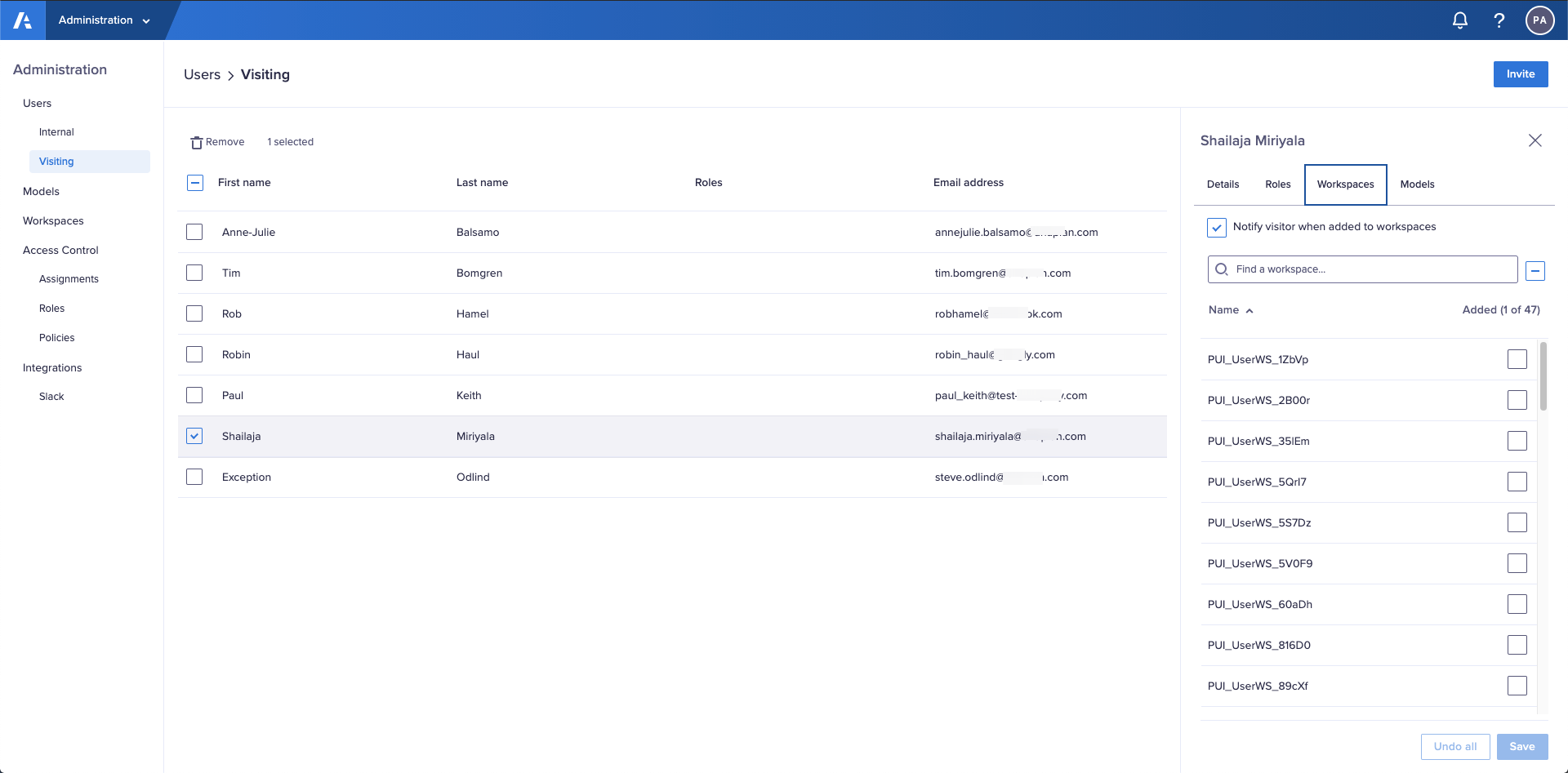 Add a visiting user to workspaces - Anaplan Technical Documentation