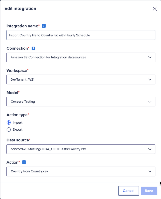 Edit an integration - Anaplan Technical Documentation