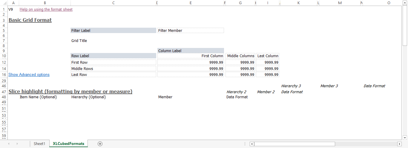 Format grids in Anaplan XL Reporting | Anapedia