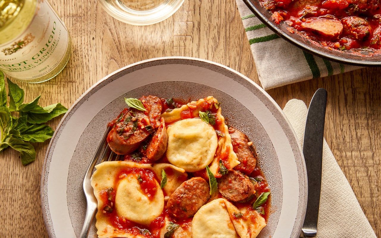 Homemade Three Cheese Ravioli with Sweet Italian Sausage | Carando