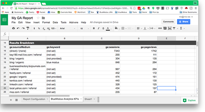 How to Create GA Spreadsheet Reports