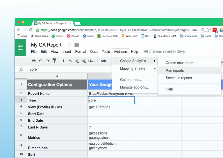 How to Create GA Spreadsheet Reports