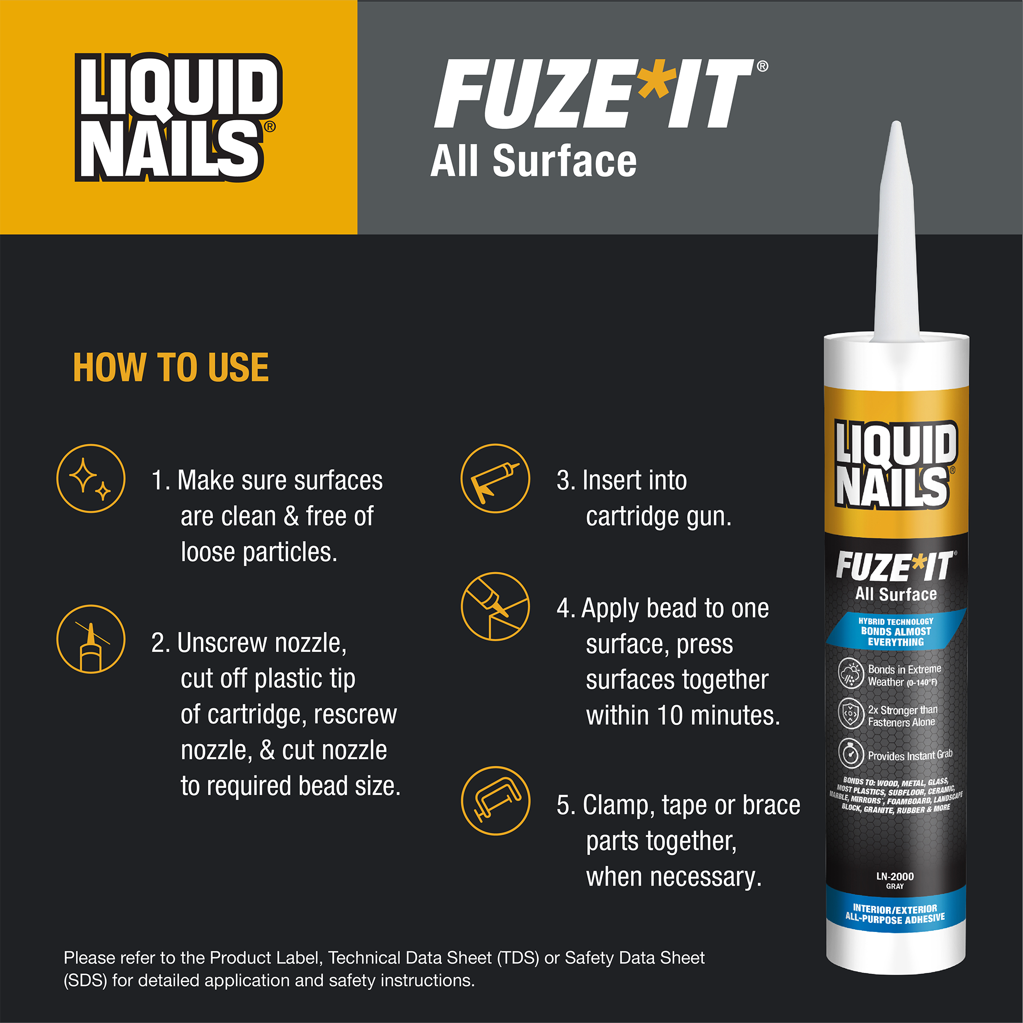 LIQUID NAILS FUZE*IT All Surface Interior & Exterior Adhesive