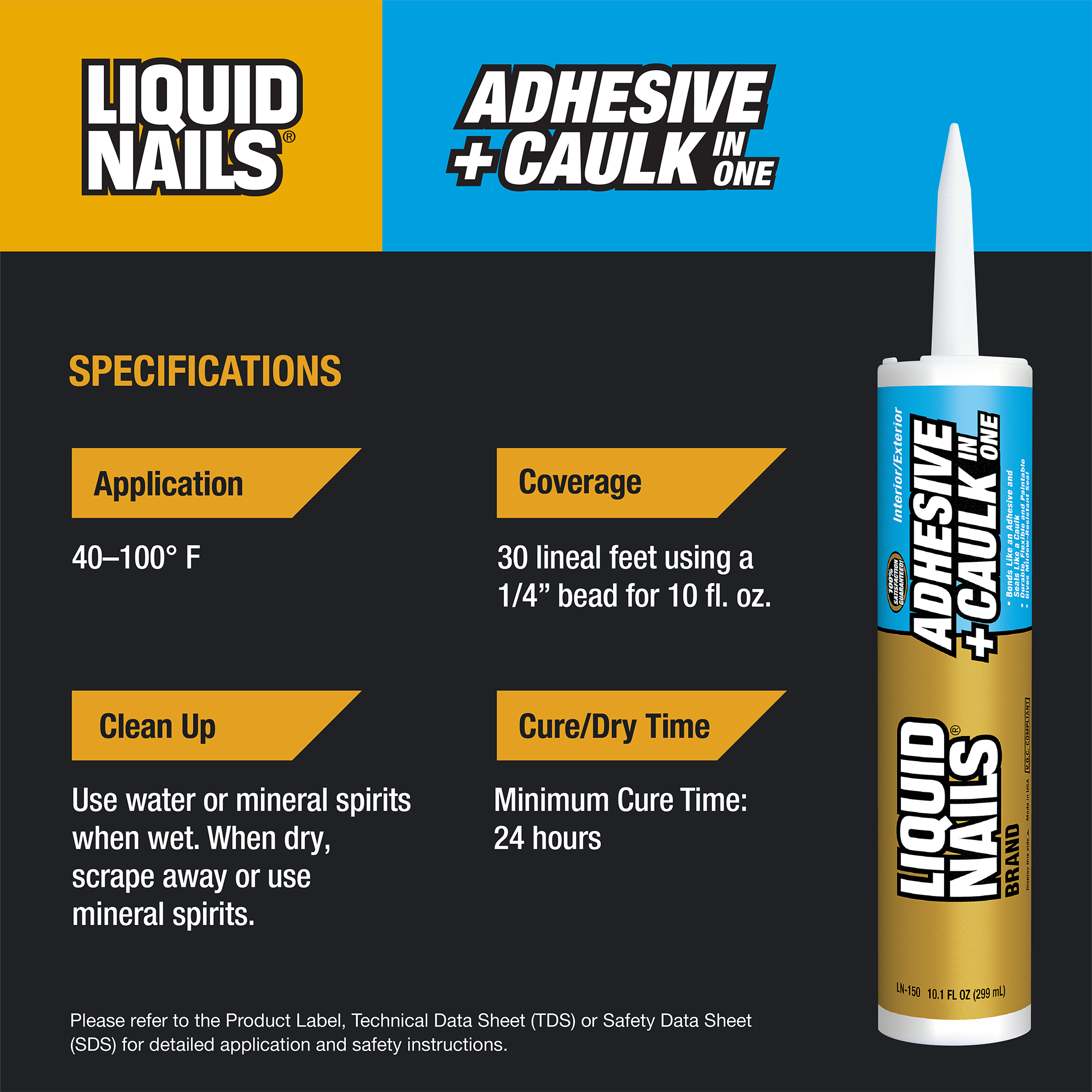 LIQUID NAILS Adhesive Caulk in One Interior Exterior