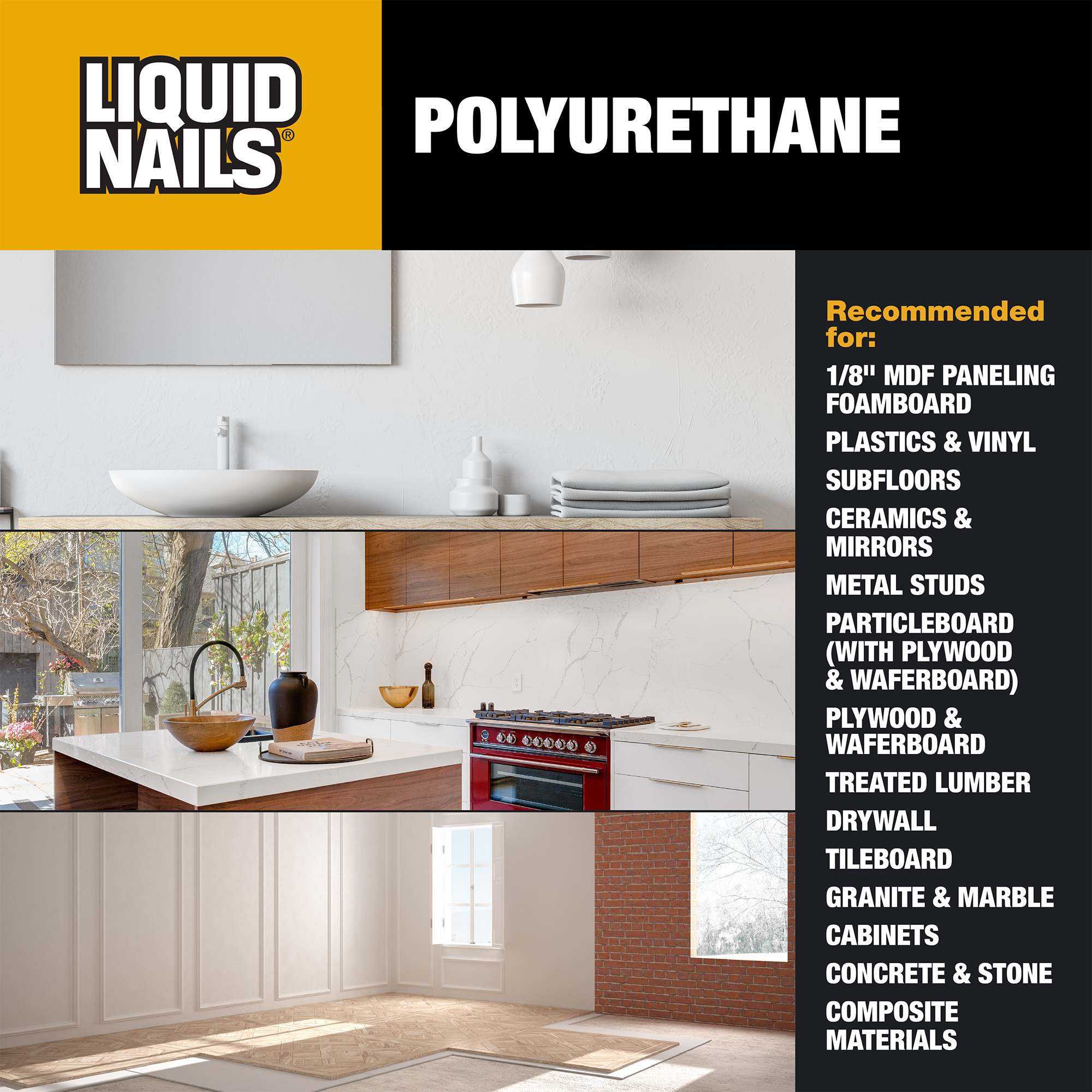 LIQUID NAILS Polyurethane Interior & Exterior Construction Adhesive