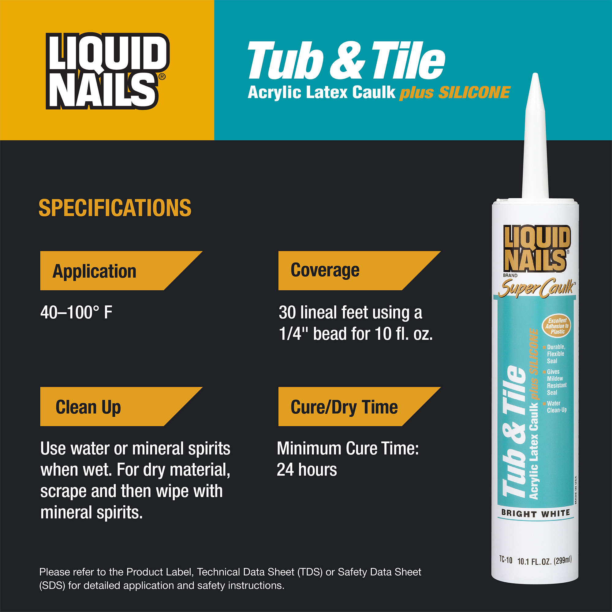 LIQUID NAILS SUPER CAULK Tub & Tile Interior Caulk