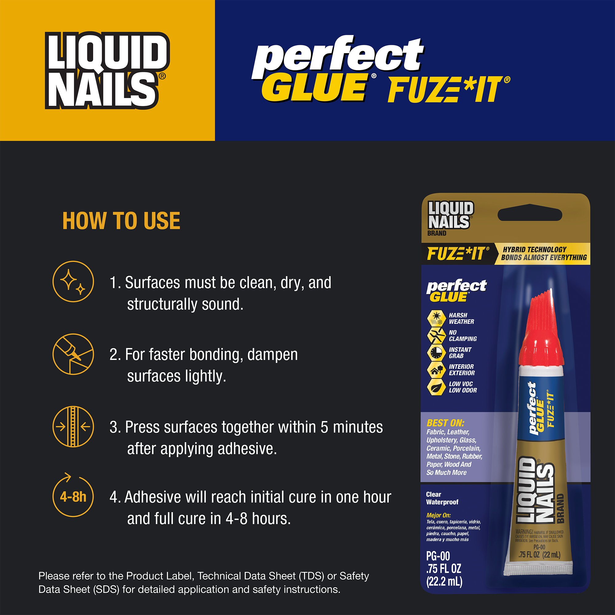 LIQUID NAILS PERFECT GLUE Interior & Exterior Repair Adhesive