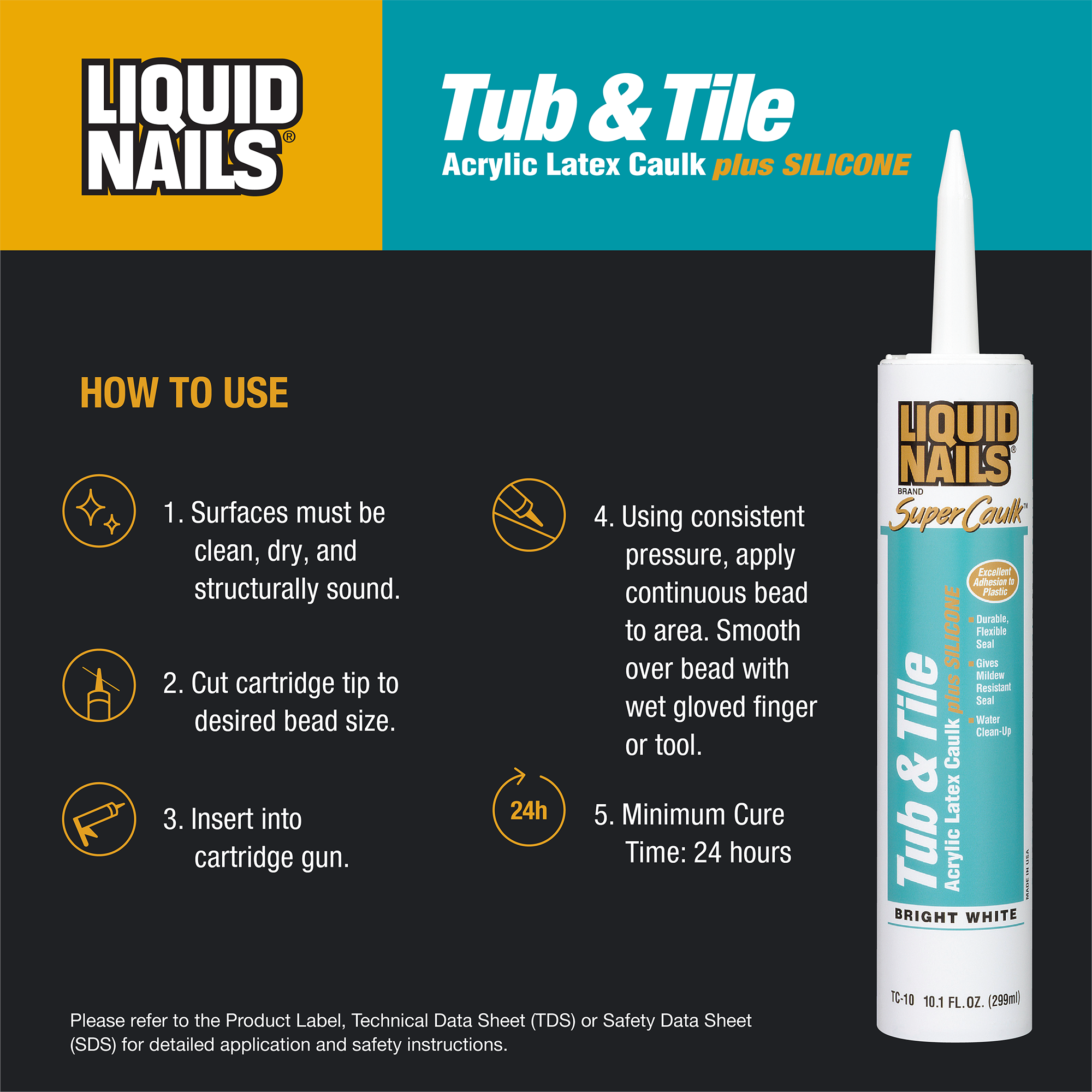 LIQUID NAILS SUPER CAULK Tub & Tile Interior Caulk