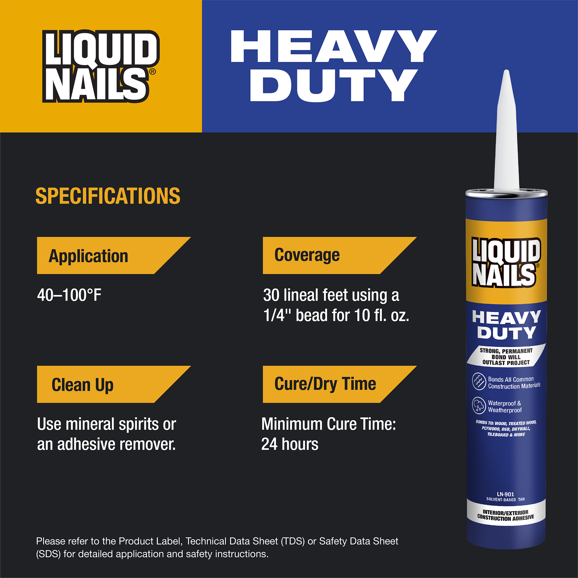 LIQUID NAILS Heavy Duty Interior & Exterior Construction Adhesive ...