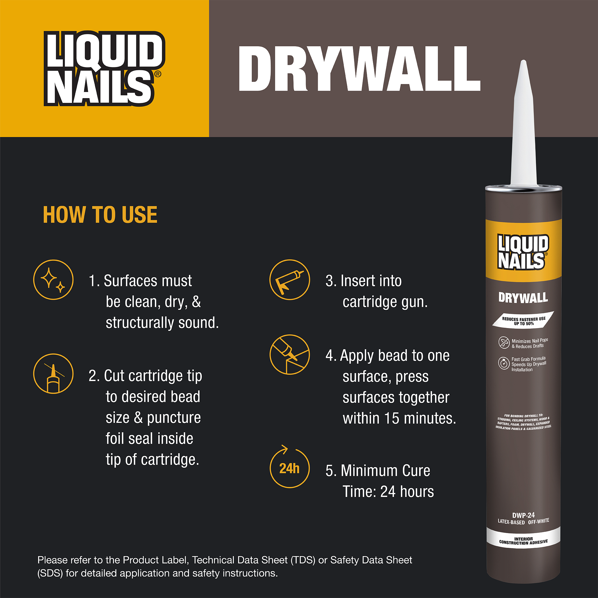 LIQUID NAILS Drywall Interior Construction Adhesive - Latex Based