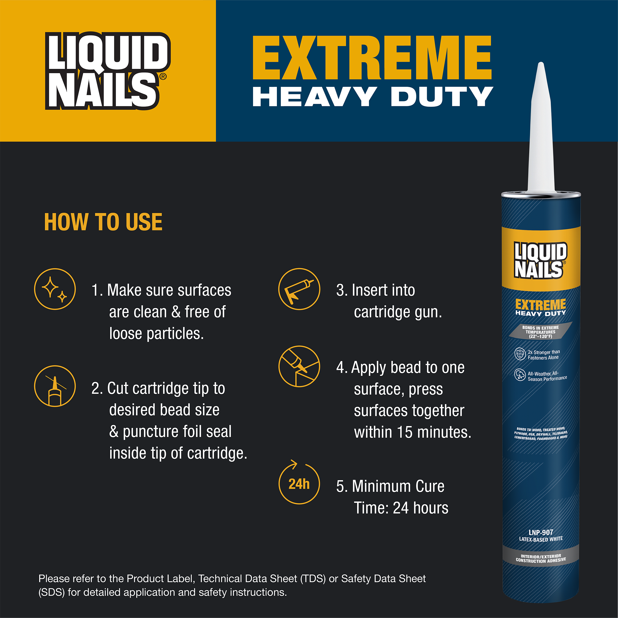 LIQUID NAILS Extreme Heavy Duty Interior & Exterior Construction Adhesive