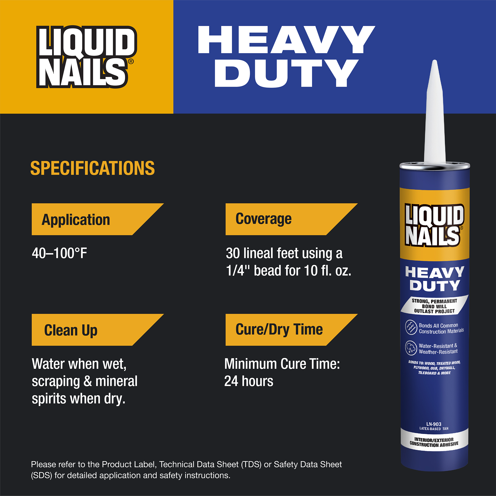 LIQUID NAILS Heavy Duty Interior & Exterior Construction Adhesive ...