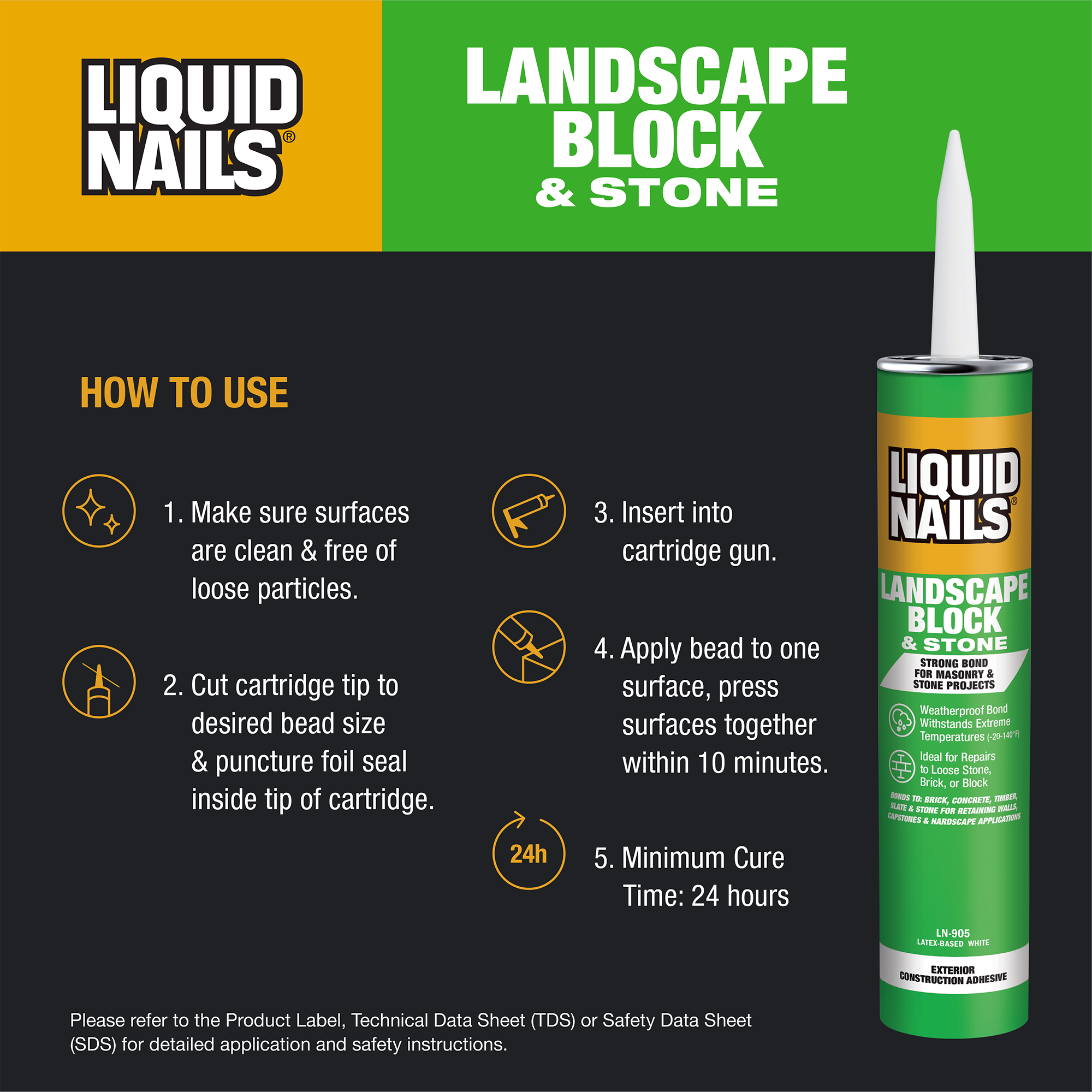 LIQUID NAILS Landscape Block & Stone Exterior Construction Adhesive