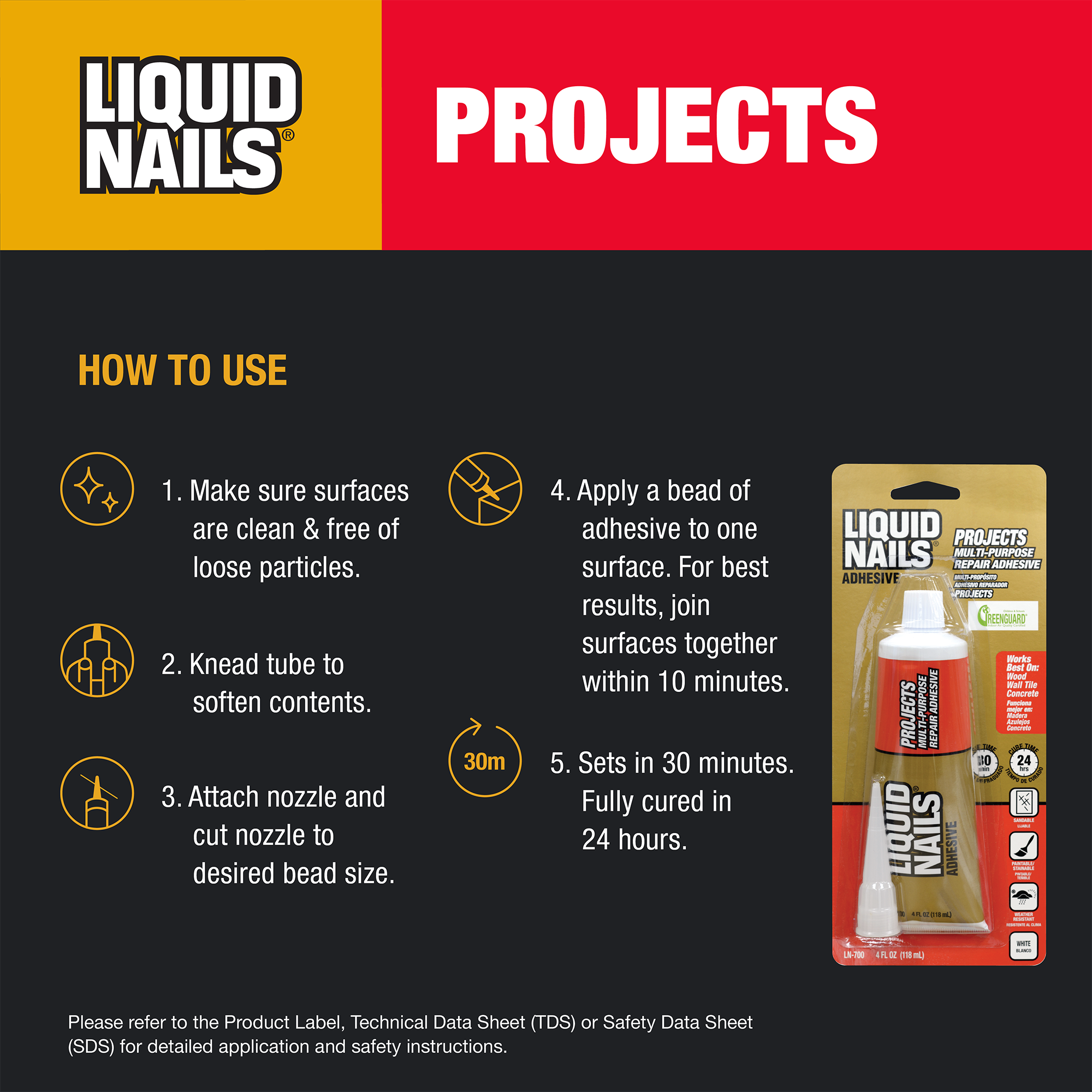 LIQUID NAILS Projects Interior & Exterior Multi-Purpose Repair Adhesive
