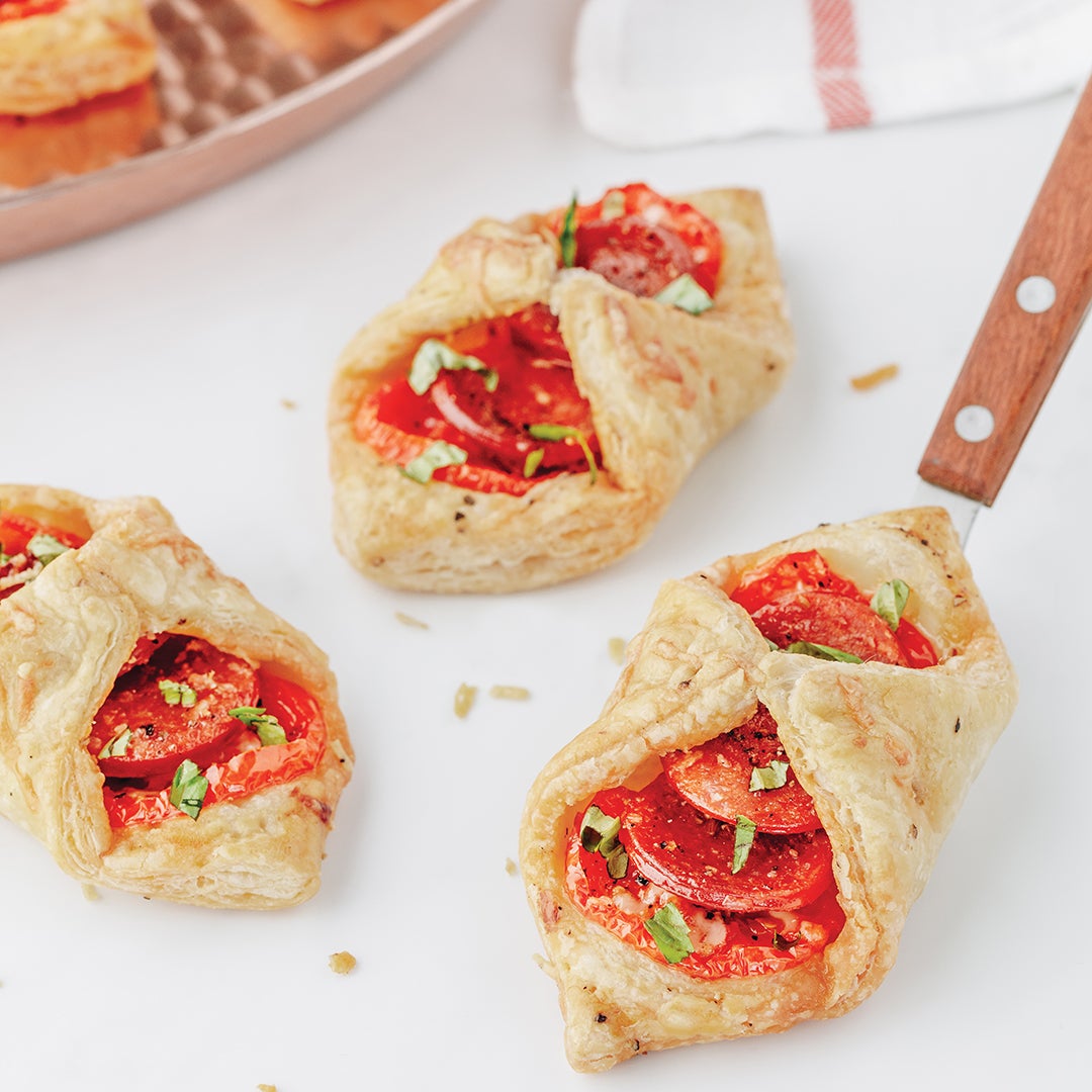 Pepperoni, Basil and Tomato Puffs | Margherita Meats