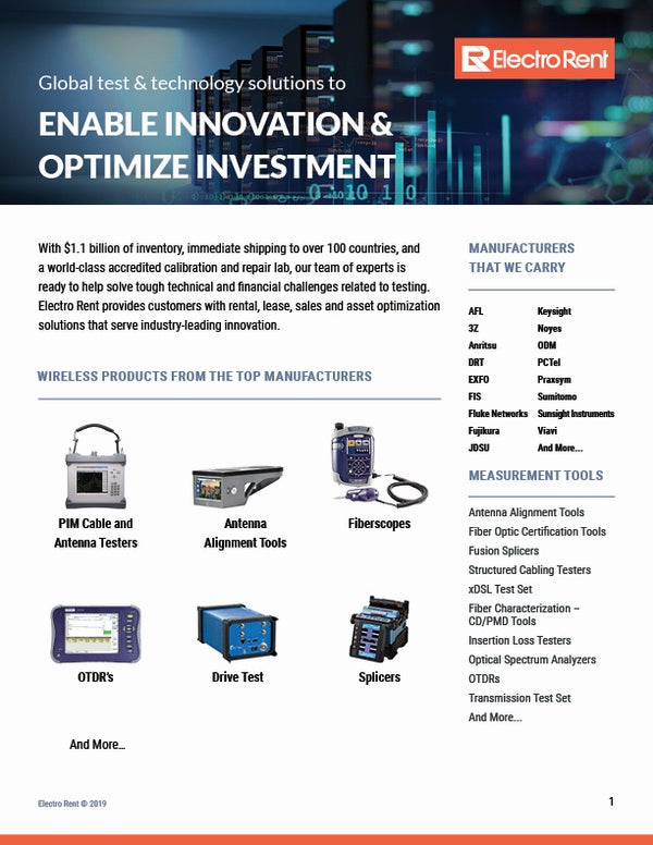 Product Datasheets Resources | Electro Rent - New & Used Test Equipment ...