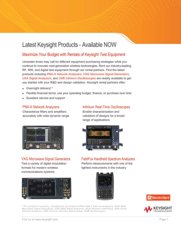 Electro Rent | Keysight Technologies – Premier Rental Partner