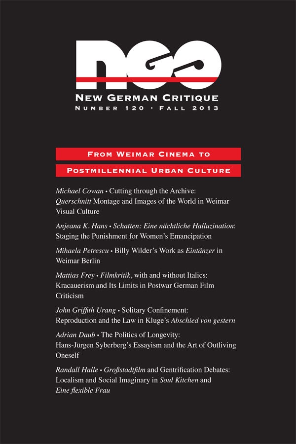 Special Issue on German Film: From Weimar Cinema to Post-Millennial ...