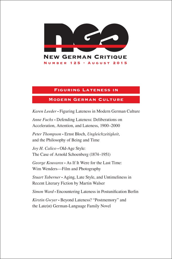 Figuring Lateness in Modern German Culture