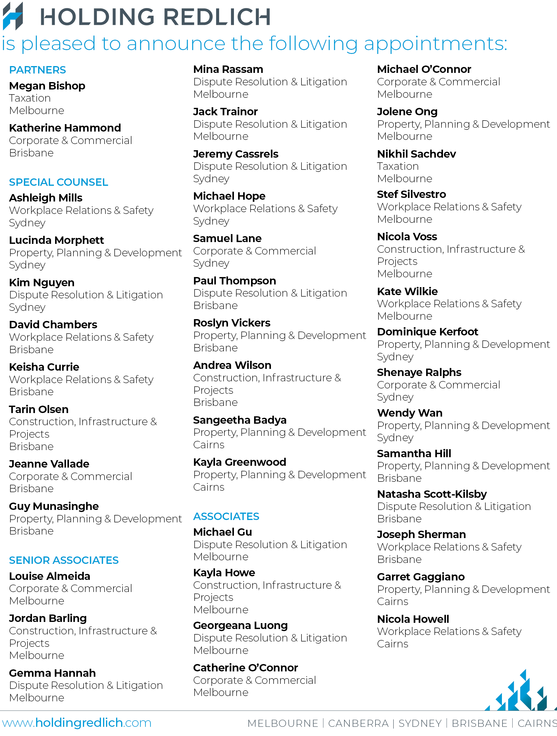 Holding Redlich promotes 41 lawyers, including two to partner